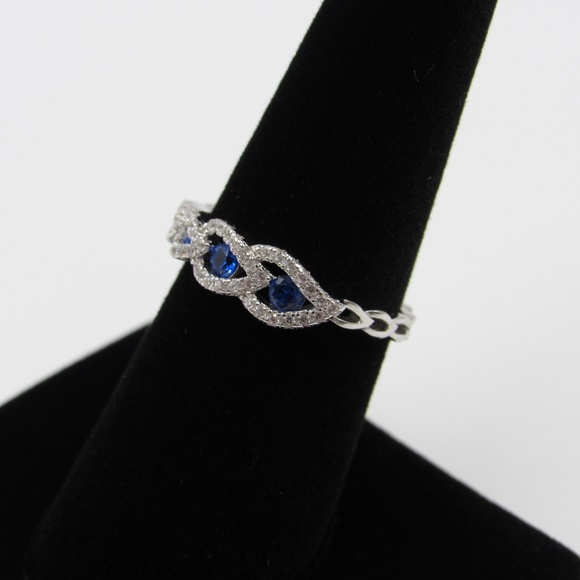 Jewelry | Sterling Silver Blue Clear Cz Diamond Band Ring | Poshmark